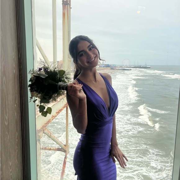 Dresses | Elegant Purple Strappy Back Dress For Women | Poshmark